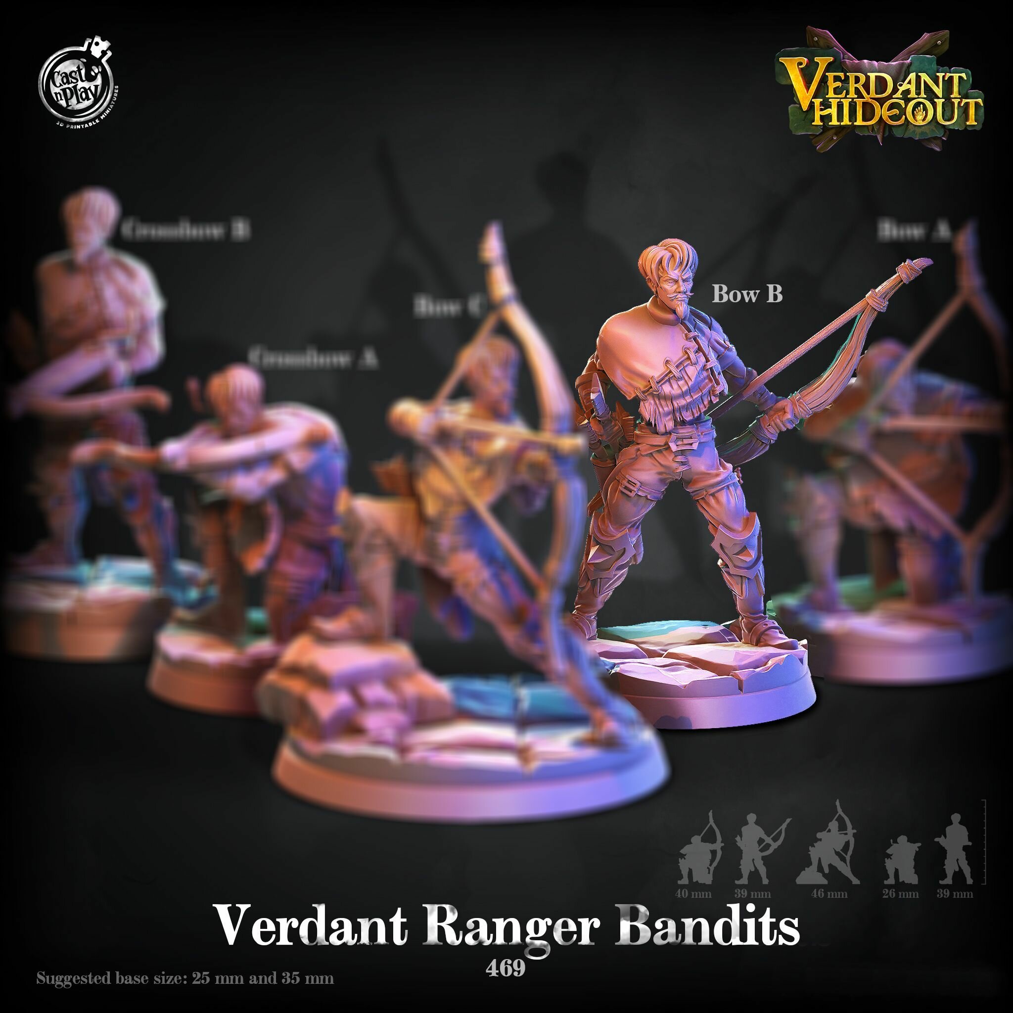 Миниатюра D&D "Бандит с луком B" 32 мм (DnD, Dungeons & Dragons, ДнД, Подземелья и Драконы, Pathfinder)