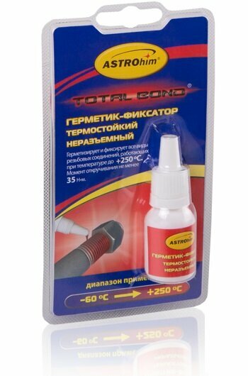 Фиксатор резьбовых соединений неразъемный астрохим AC-9012 сильной фиксации термостойкий 6 мл
