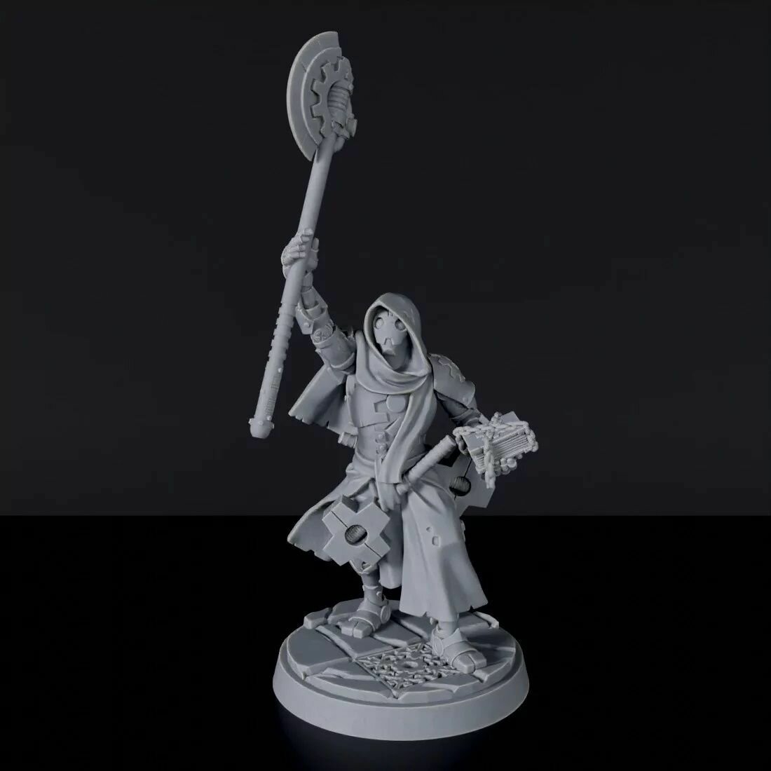 Миниатюра D&D "Собранный клирик с топором" 32 мм (DnD, Dungeons & Dragons, ДнД, Подземелья и Драконы, Pathfinder)