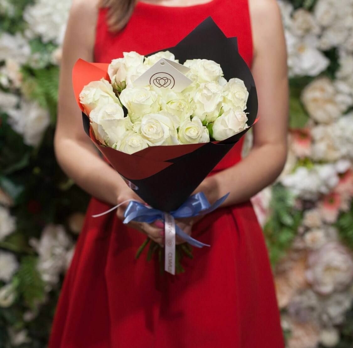 Белые розы 15 шт Букет / Цветы