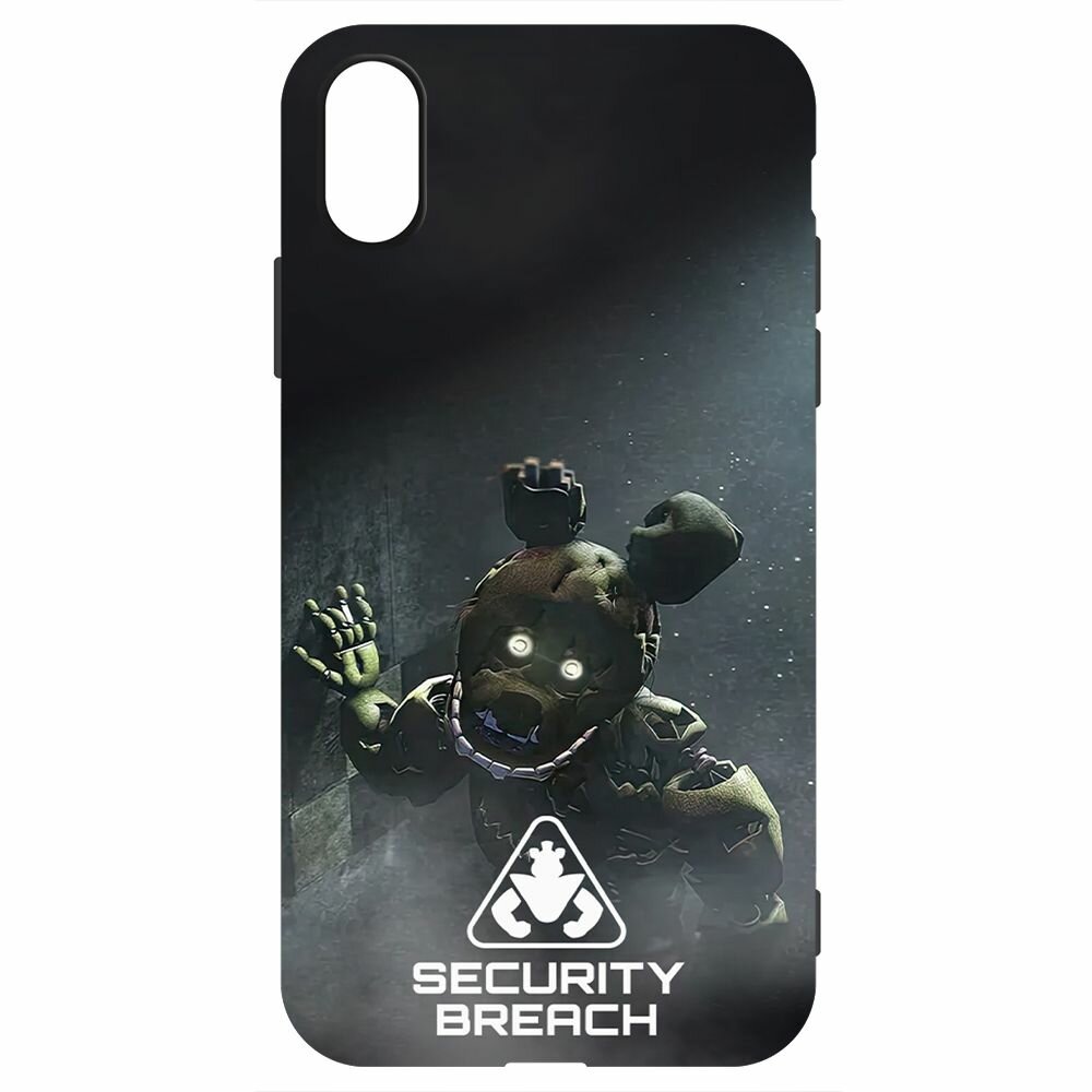 Чехол-накладка Krutoff Soft Case фнаф (FNAF) - Нарушение безопасности для iPhone XS черный