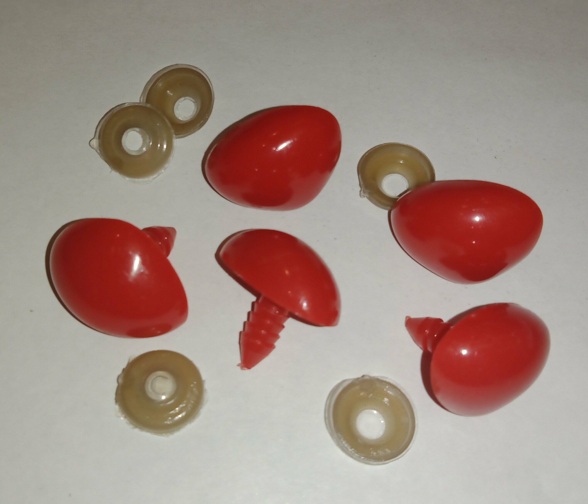 Носики для игрушек винтовые глянцевые, с фиксатором, диаметр 25 мм, набор 5 штук, цвет красный