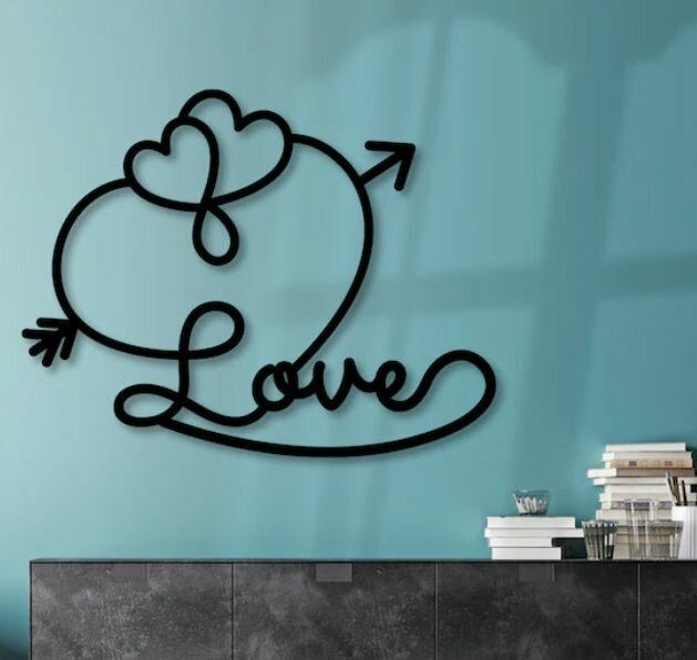 Декоративное металлическое панно, Черный-белый (черный цвет)