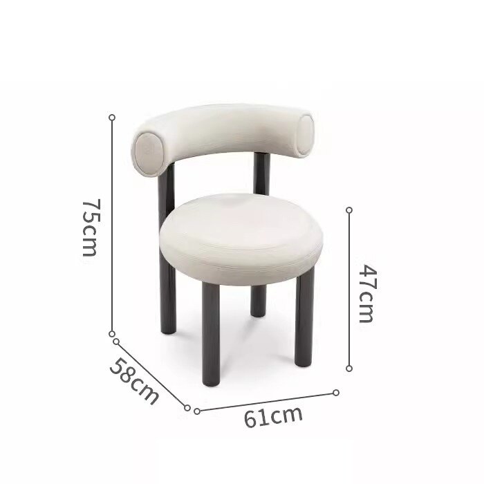 Стул обеденный для столовой в стиле Tom Dixon Fat Dining Chair (кремово-белый бархат)