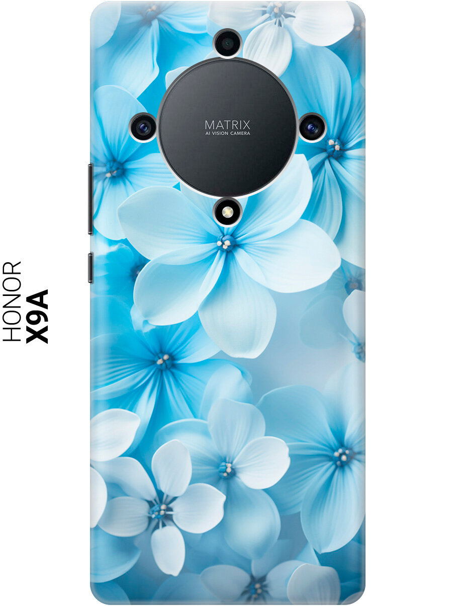 Силиконовый чехол на Honor X9a / Magic5 Lite / Хонор Х9А / Мэджик 5 Лайт с рисунком "Бело-голубые цветы"