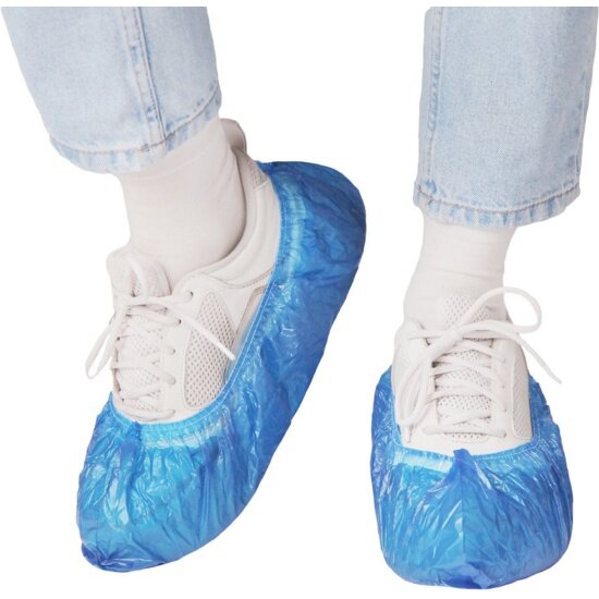 Бахилы двойные Elegreen с двойной резинкой комплект 100 штук (50 пар) прочные, 39х14 см, 32 мкм, 3,9 г,