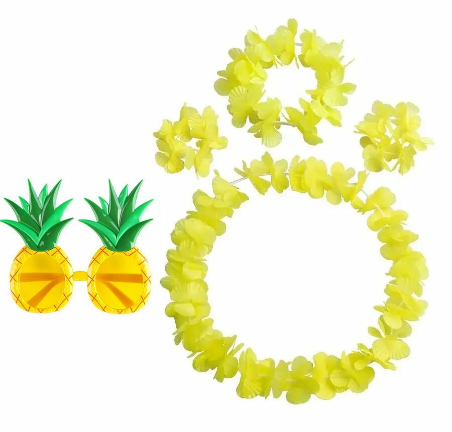 Гавайский набор: Гавайское ожерелье и очки Ананас