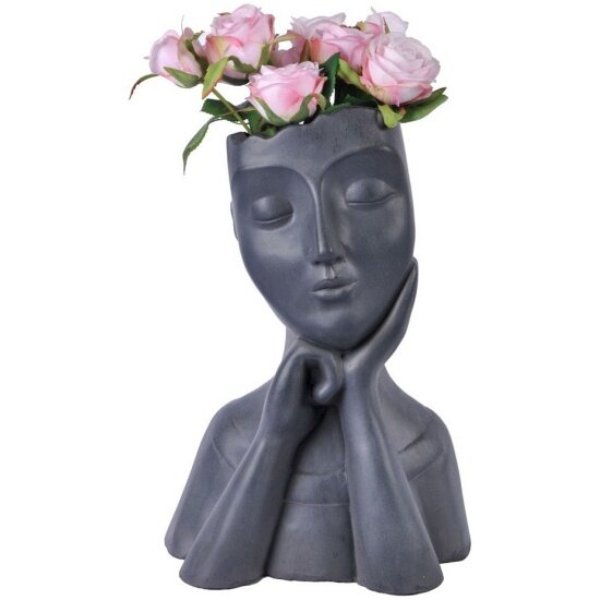Кашпо напольное Idealist Lite IDEALIST Женское лицо, файберстоун, черное Д31 Ш23 В44 см, YFP-TWO-BLK-31