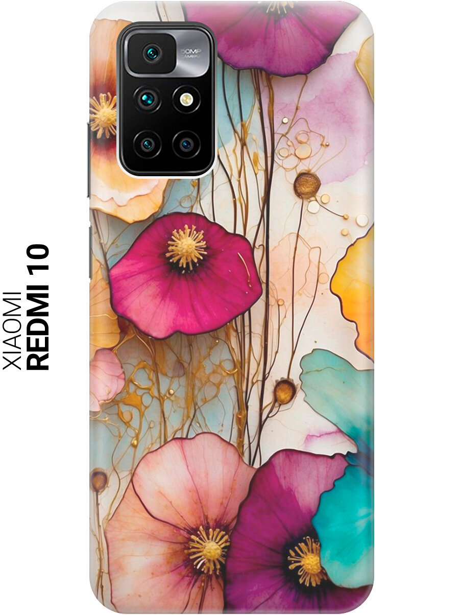 Силиконовый чехол на Xiaomi Redmi 10 / Сяоми Редми 10 с рисунком "Панно из цветов"