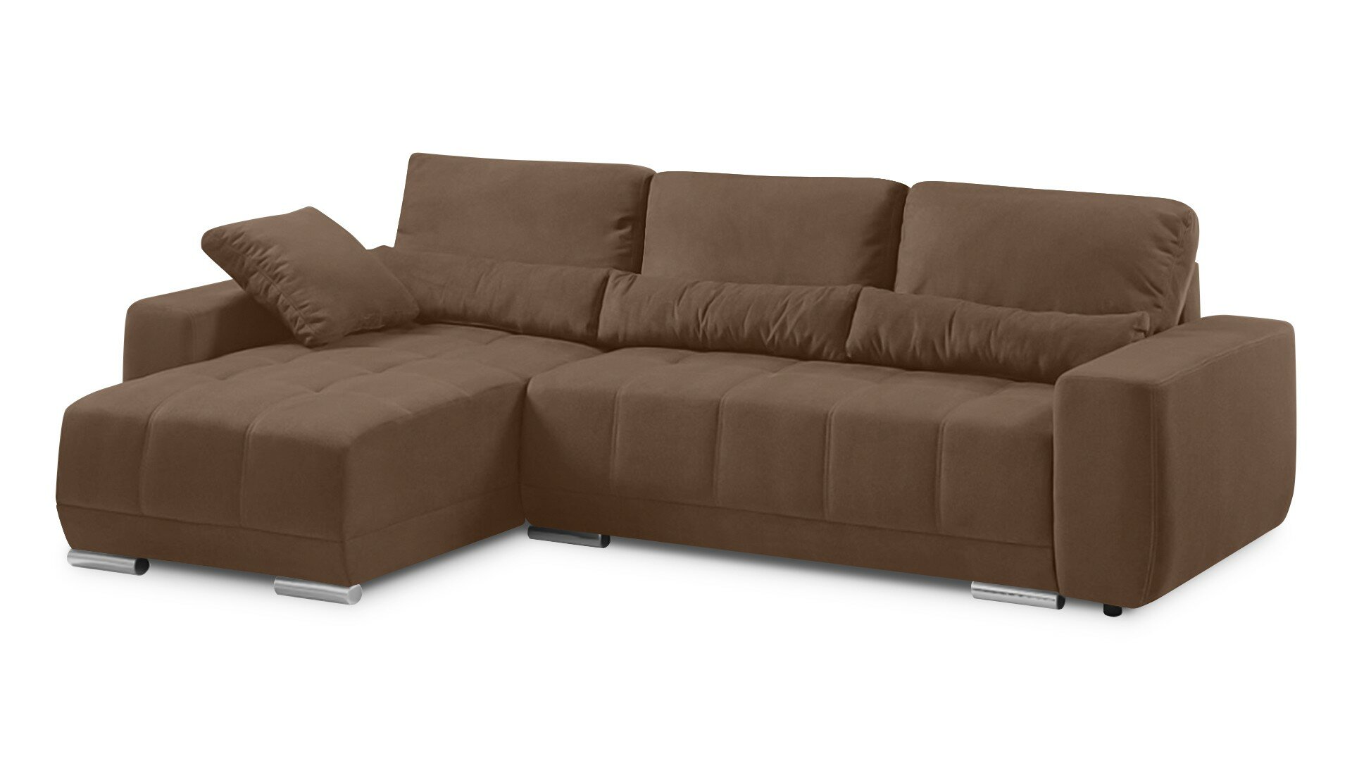 Диван с оттоманкой Наби Лайт Vivaldi 23 NEW 251x155x90 см, коричневый Велюр, еврокнижка GOODFORM