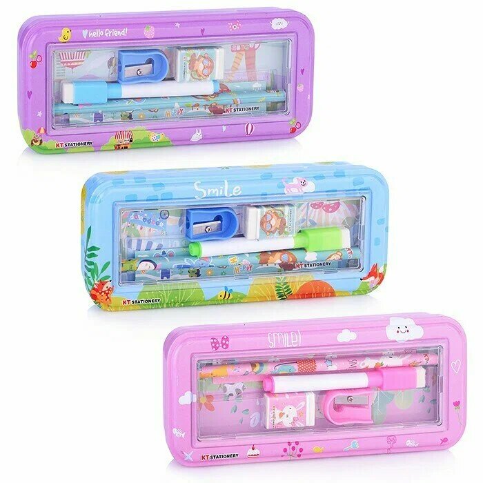 Пенал Alingar 2в1, металл, голубой, 2 отделения, 21 см x 8 см x 3 см