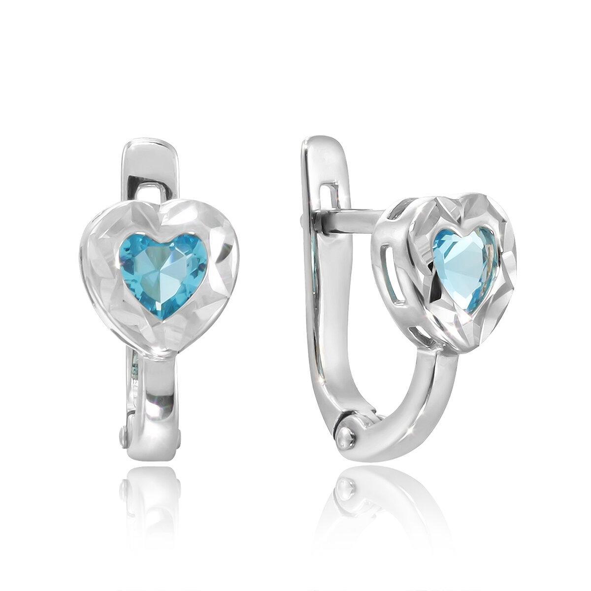 Серьги двусторонние, серебро, 925 проба, родирование, фианит