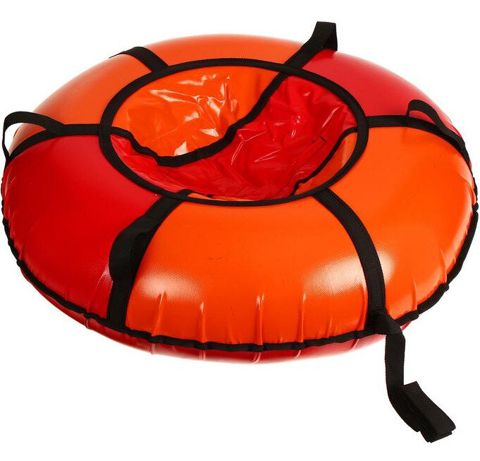 Тюбинг-ватрушка "Вихрь", надувные санки-ледянка с камерой и буксировочным ремнем, бублик для катания по снегу с горки, плюшка диаметр 90 см, цвета микс