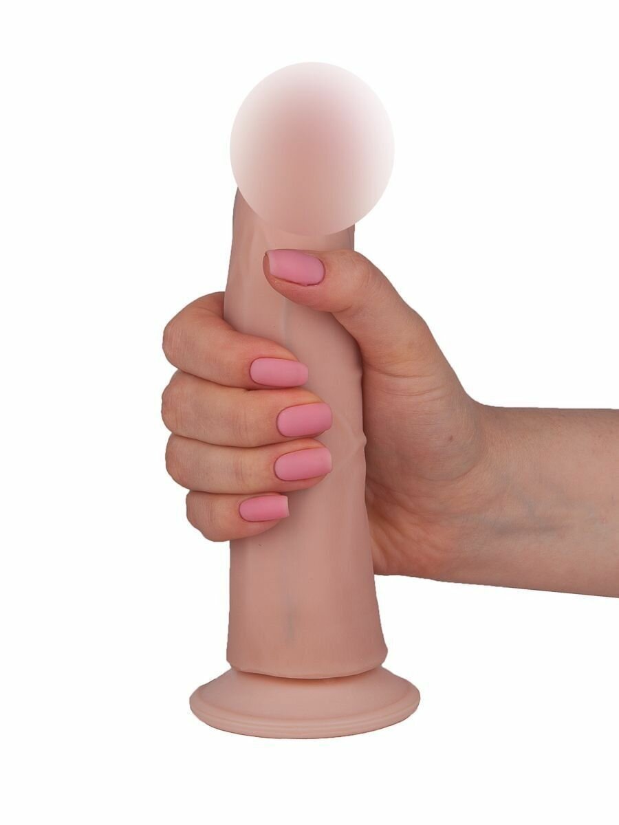 Телесный реалистичный фаллоимитатор для женщин 18+, фаллоимитатор для девушек рельефный, на присоске, без мошонки - 19 см.