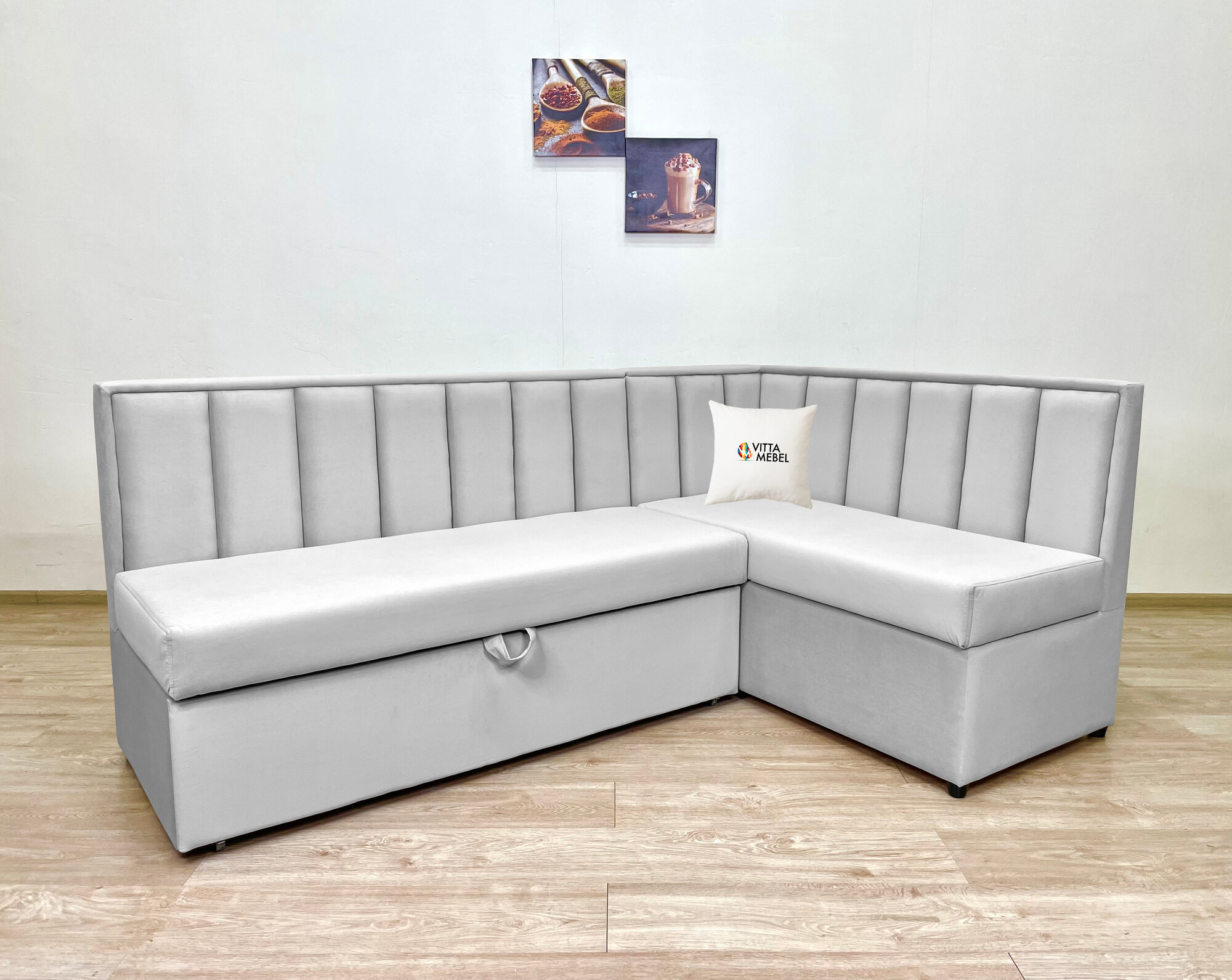 Кухонный уголок Santorini угол правый, светло-серый