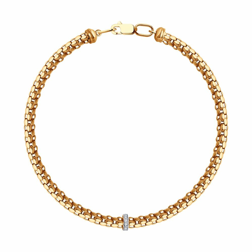 Браслет, красное золото, 585 проба, бриллиант