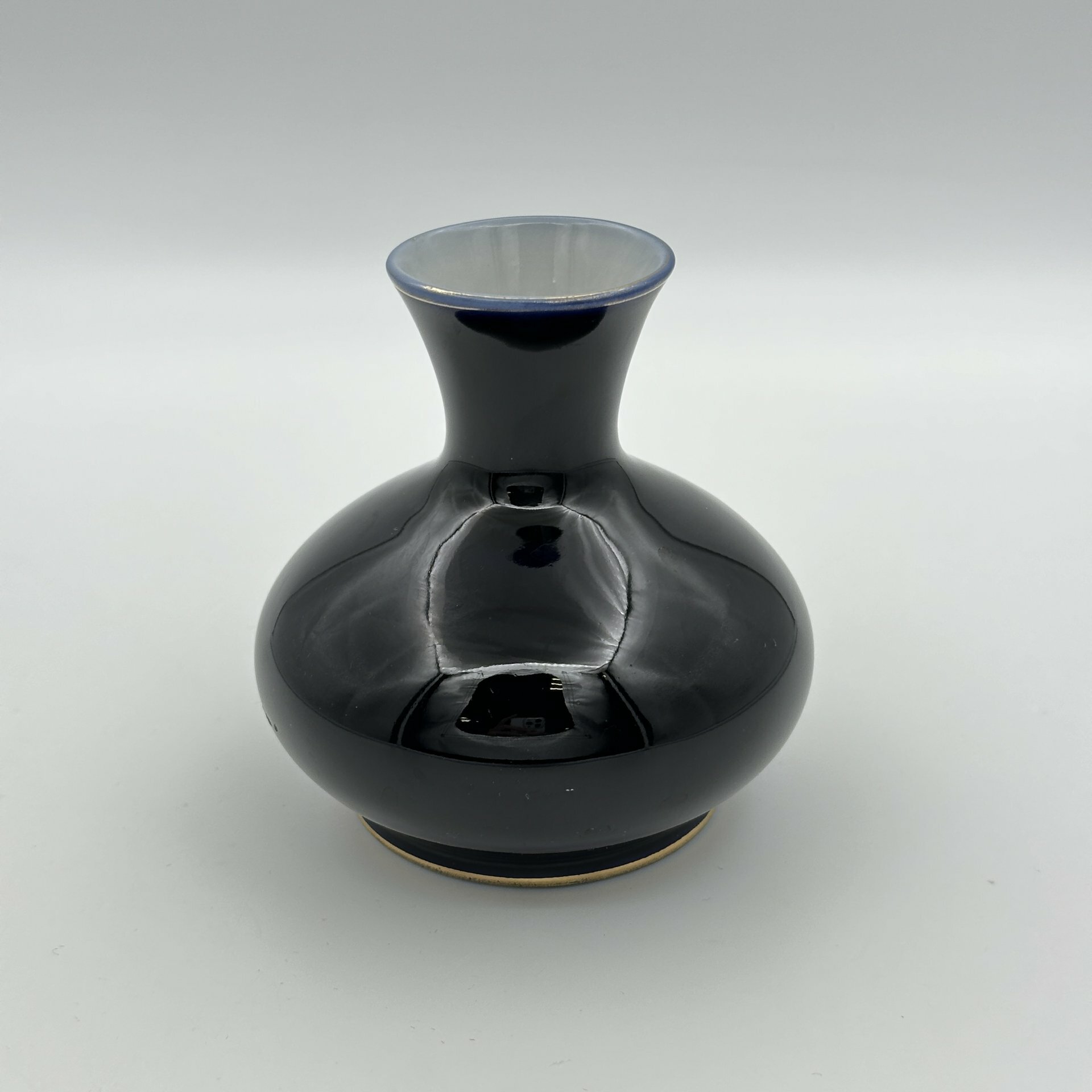 Миниатюрная ваза для цветов, фарфор, кобальт, золочение