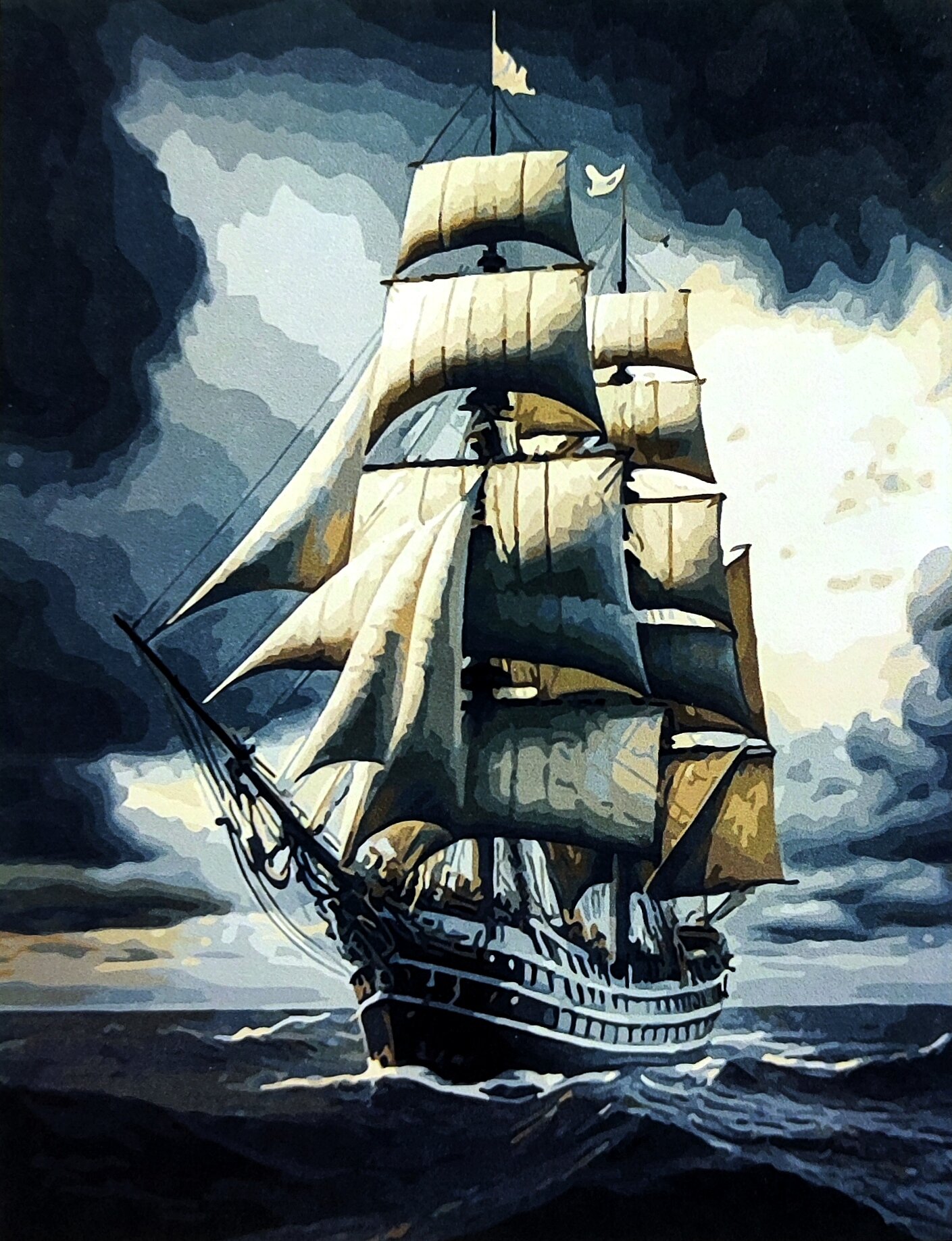 Картина по номерам 40х50 фрегата, корабль Paintboy морской пейзаж, море, океан, парусник, пираты