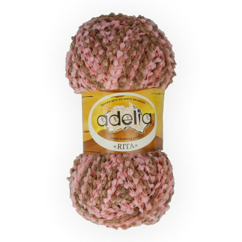 Пряжа ADELIA "RITA" 100% нейлон 50 г 145 м №08 розовый-св. коричневый