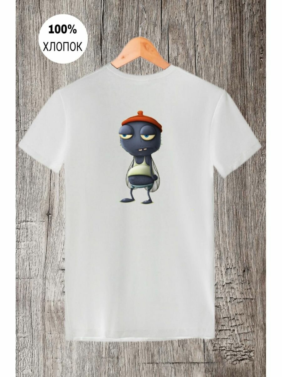 Футболка мультяшная муха бомж the homeless fly