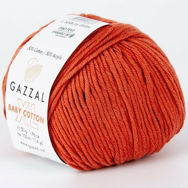 Пряжа Gazzal BABY COTTON XL 3454 св. терракот (5 мотков)