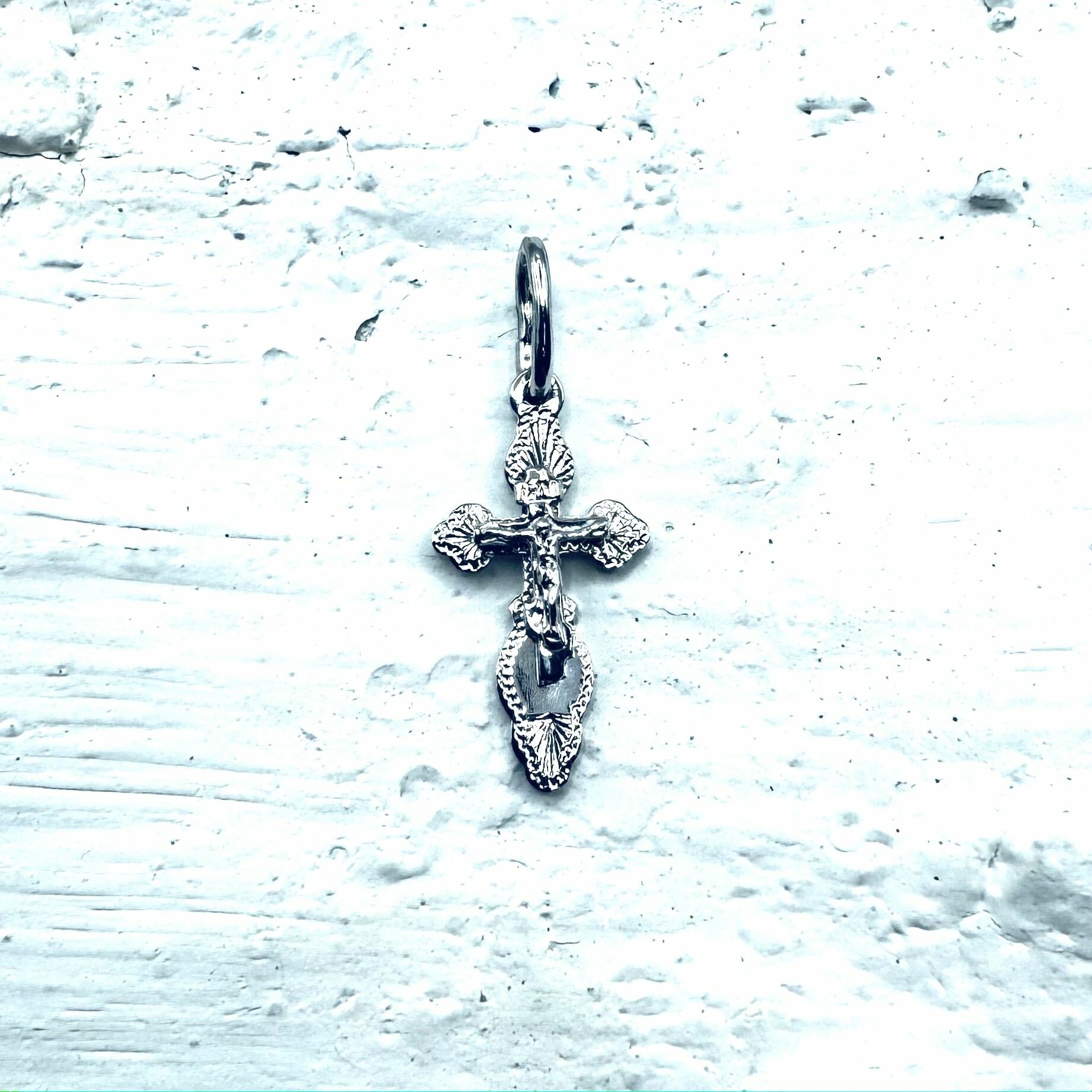 Крестик, серебро, 925 проба, родирование