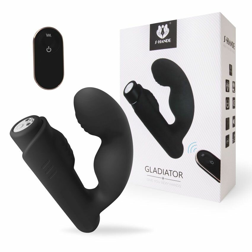 Черный вибромассажер Gladiator - 10,7 см, черный