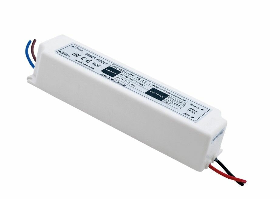 SWG Блок питания светодиодной ленты влагозащищенный LV-75-24, 75W, 24V, IP67, гарантия 2 года