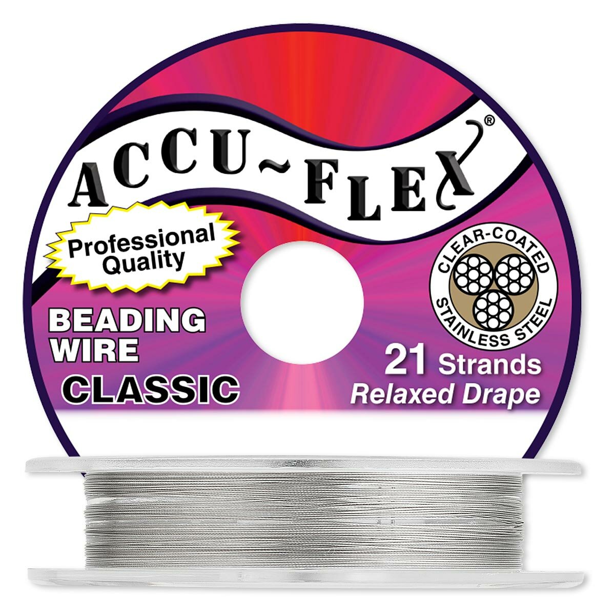 Тросик ювелирный Accu-Flex 21 струна, 0.36мм (0.014in), стальной, катушка 9.1 метра