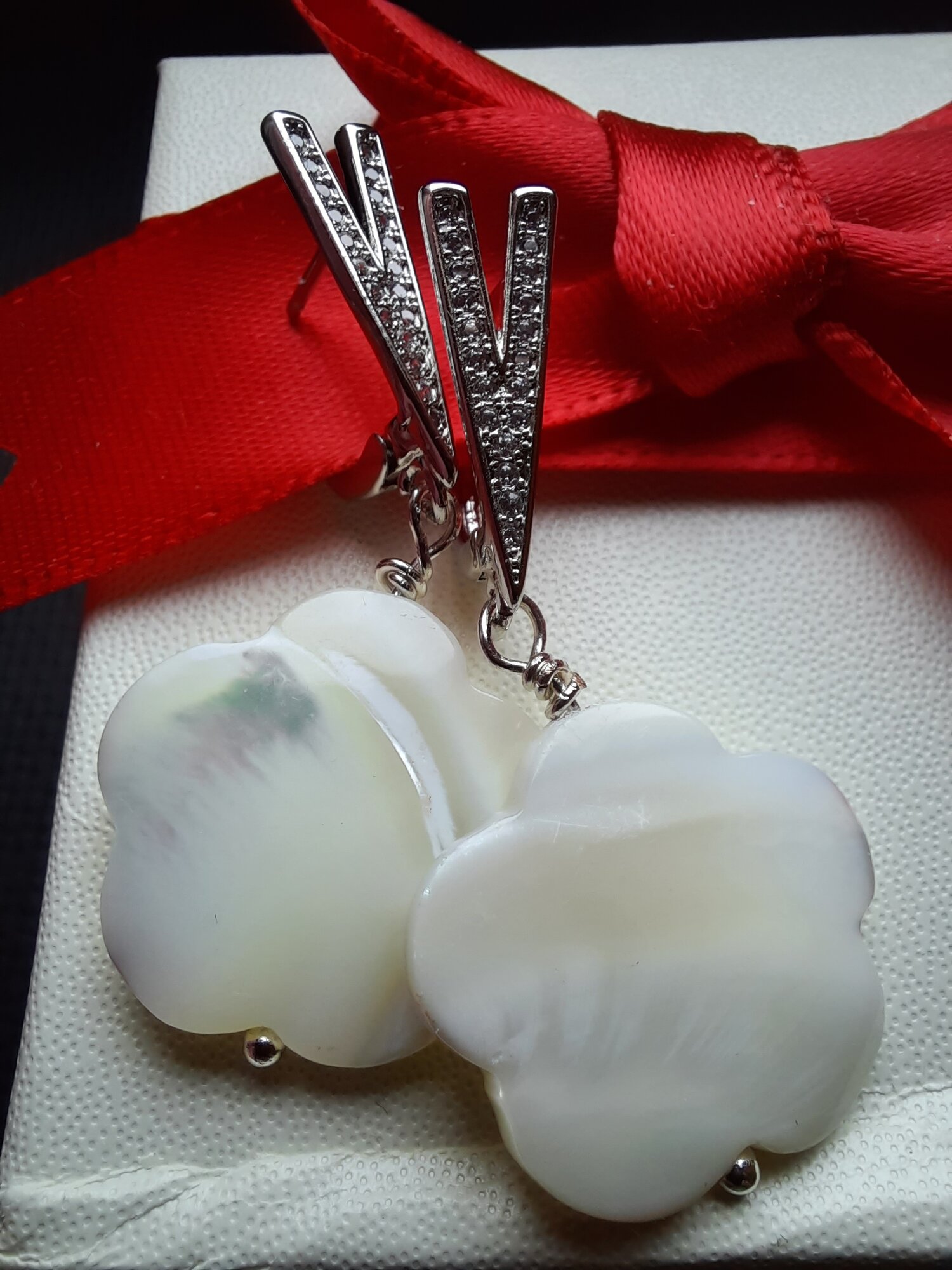 Серьги с подвесками, перламутр