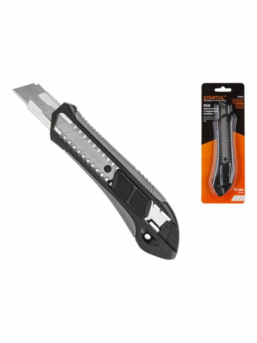 Startul Нож пистолетный с выдвижным лезвием 18мм Black Line ST0925