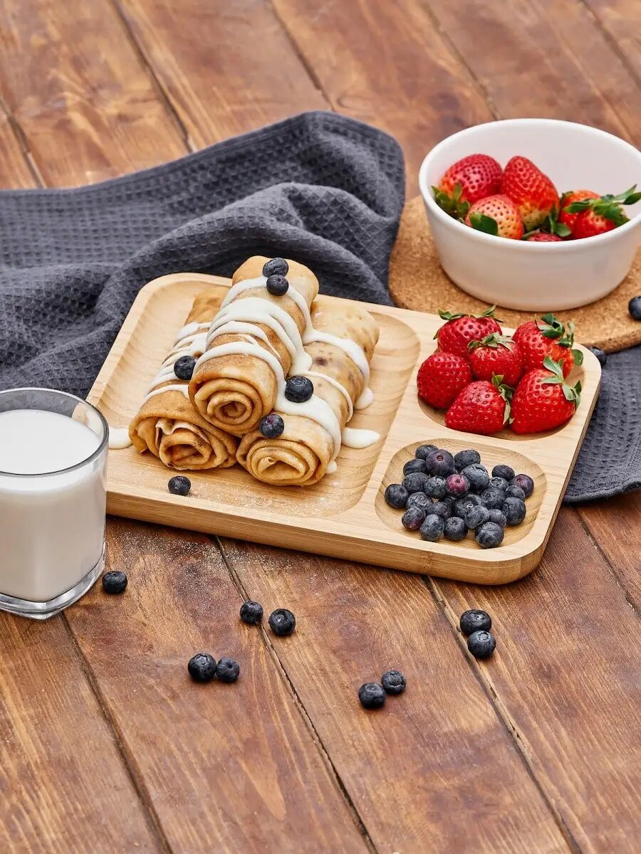 Менажница 3 секции 26*20.5*2 см, бамбук