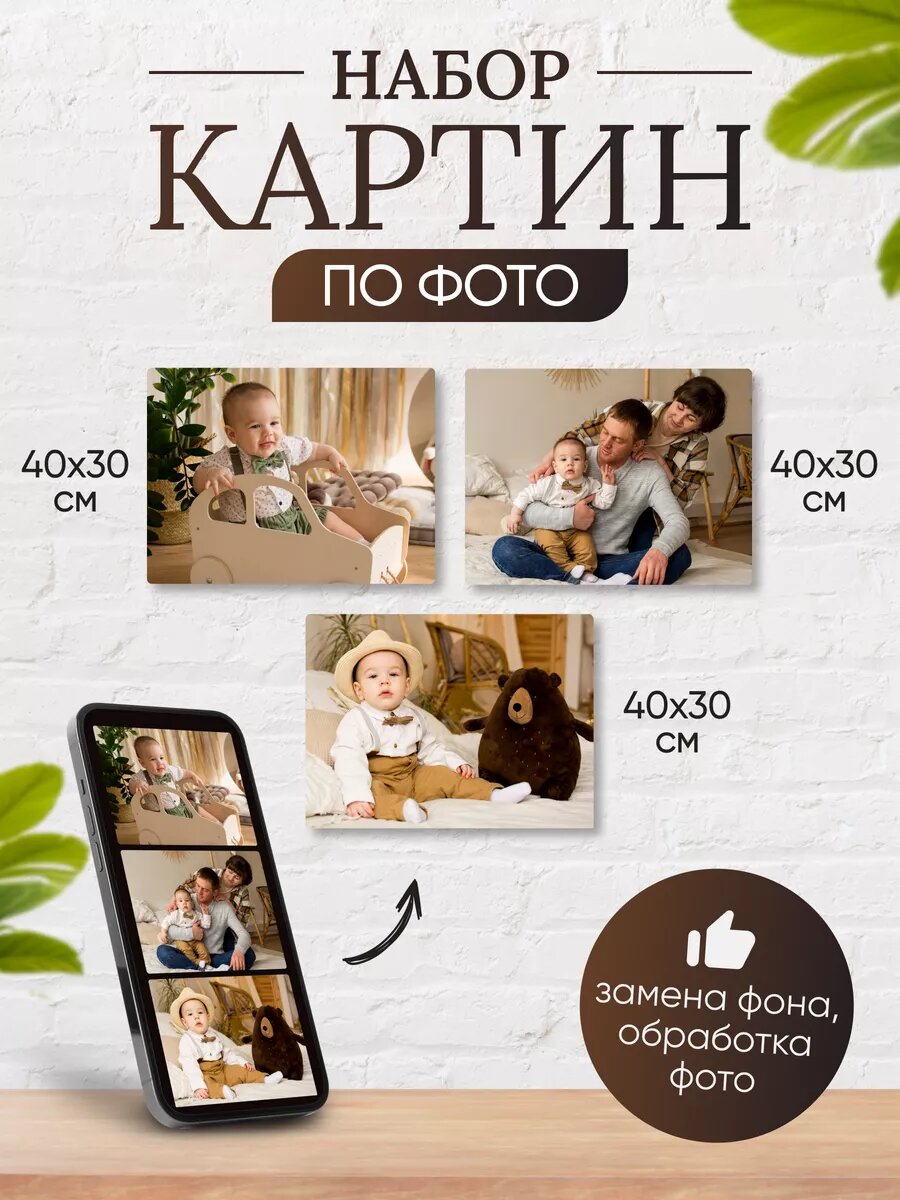 Картина по фото набор 120х30 см