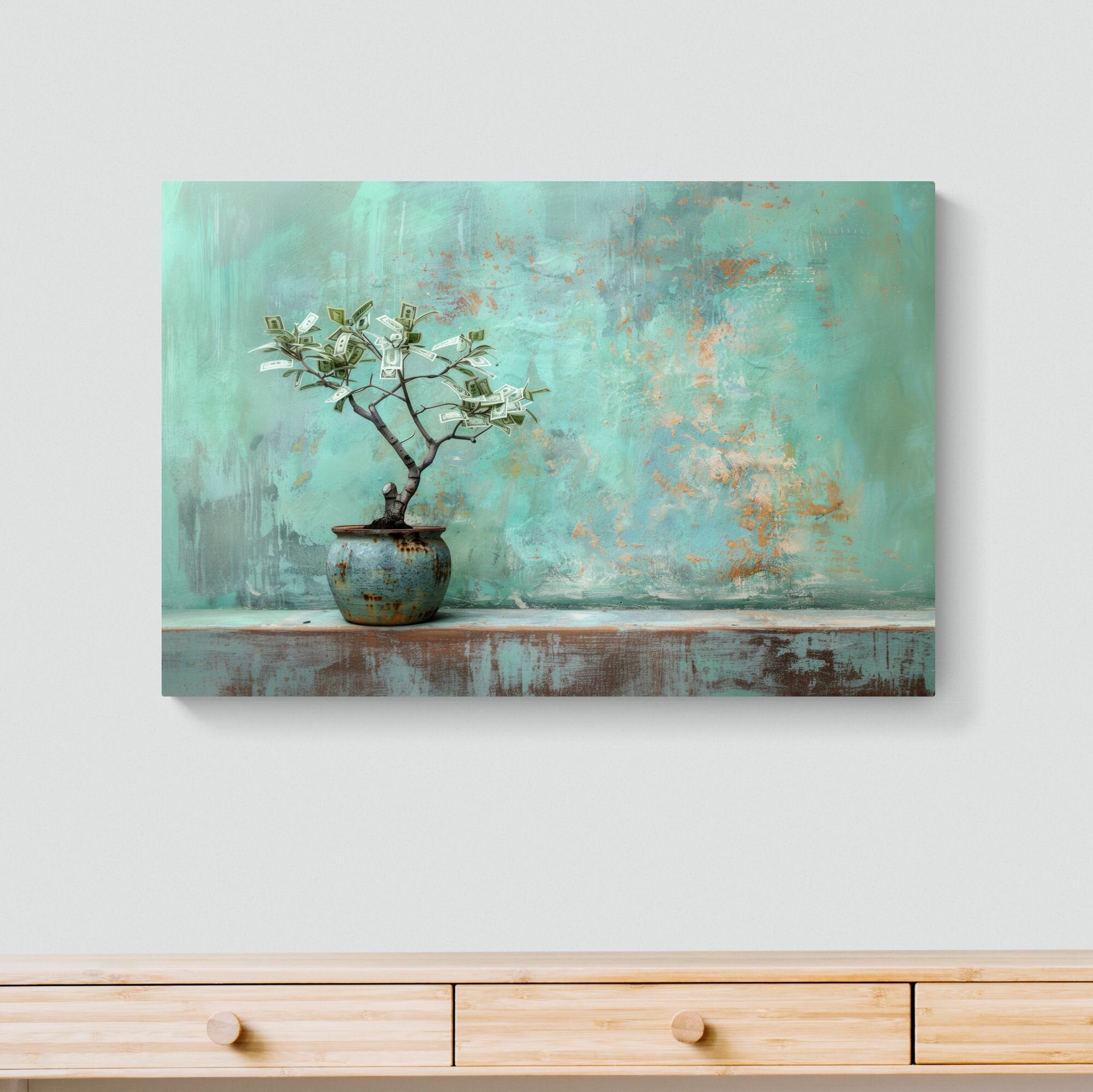 Картина для интерьера на холсте "Денежное дерево" 40х60 см