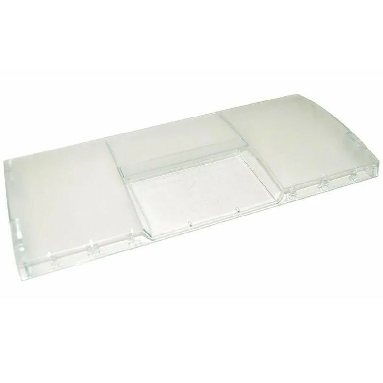 Панель (крышка, дверца, щиток) ящика морозильной камеры для холодильника Beko, Blomberg 385x155 мм, прозрачная, матовая, без рисунка 4206650100