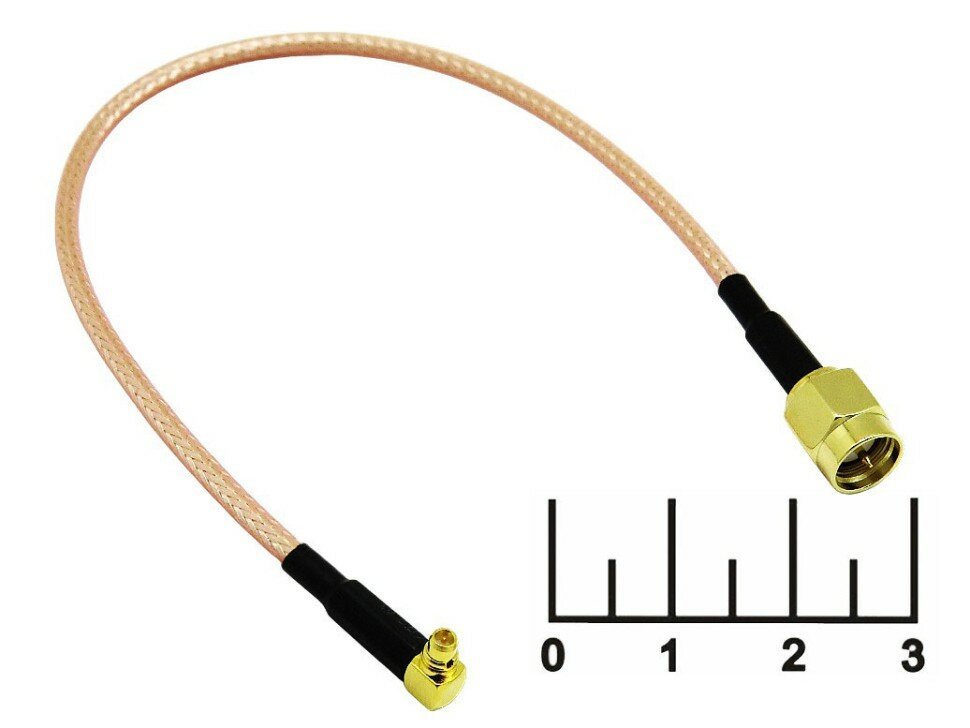 Переходник SMA штекер/MMCX штекер угол gold 20см