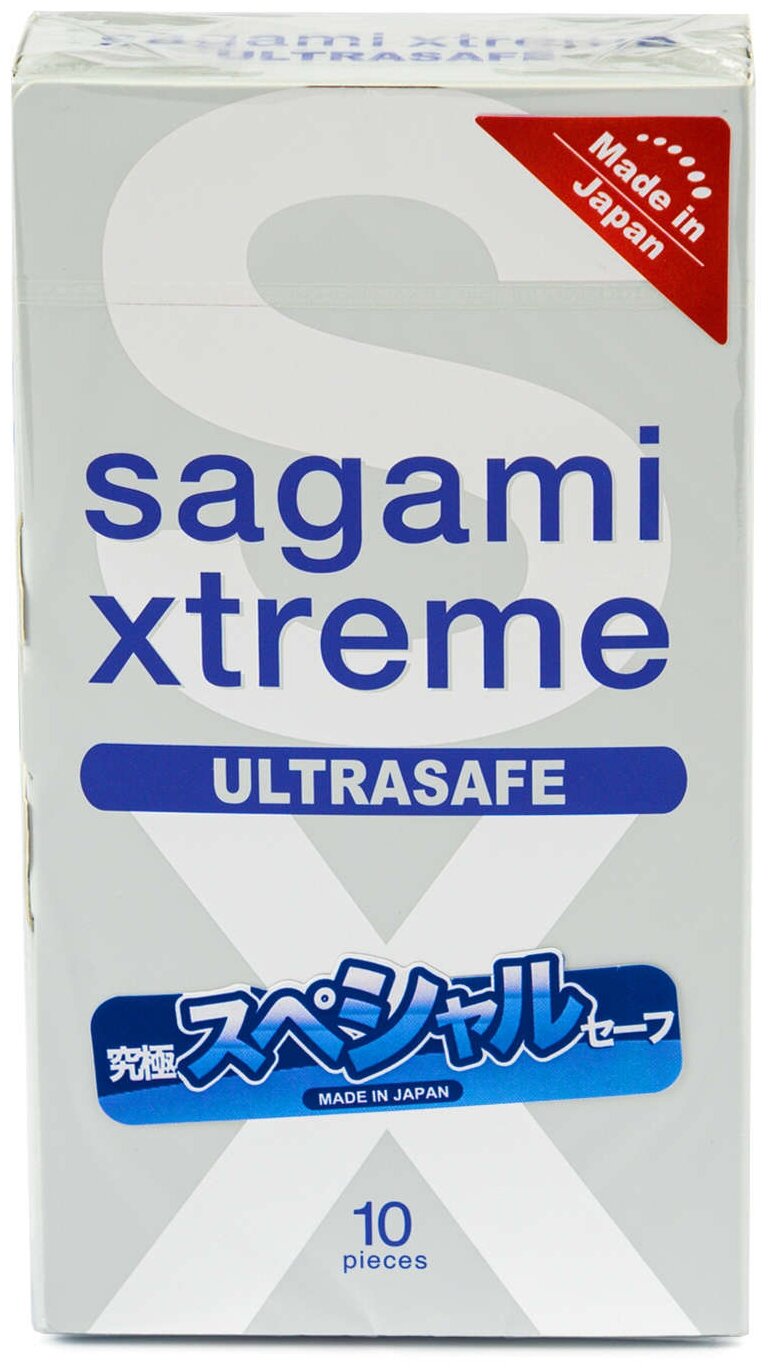 Sagami Презервативы Sagami Xtreme Ultrasafe с двойным количеством смазки - 10 шт. Прозрачный