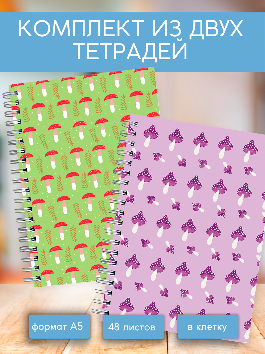 Тетрадь в клетку общая на пружине 2 штуки