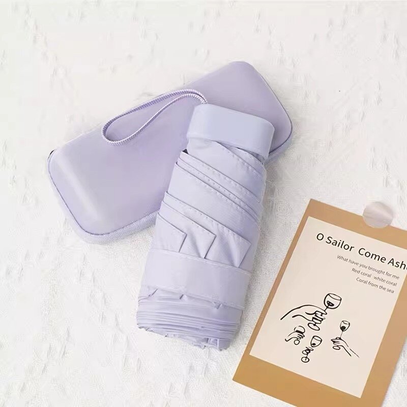 Зонт, плоский, мини, ультралегкий, виниловый, солнцезащитный, фиолетовый, 60% скидка