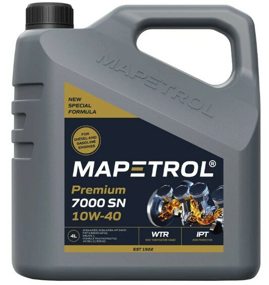 Масло моторное MAPETROL Premium 7000 SN 10W40, 4 литра Premium 7000 SN 4л MAP0022