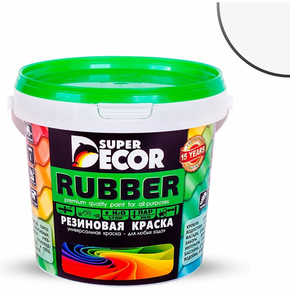 Резиновая краска SUPER DECOR 00 белоснежная, для различных наружных и внутренних работ