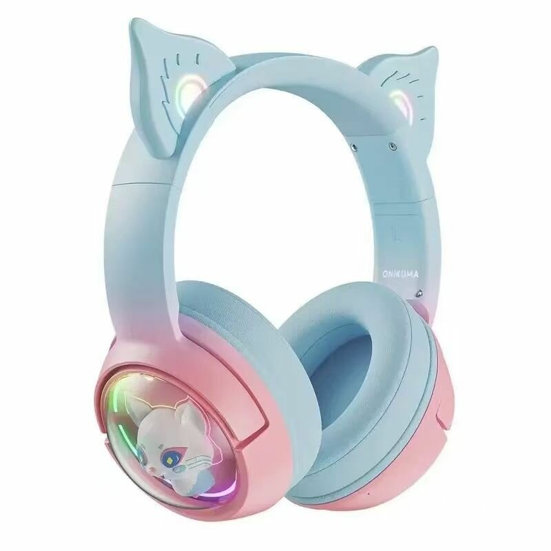Беспроводная игровая гарнитура ONIKUMA B5 RGB Cat Ear Bluetooth с кошачьими ушками