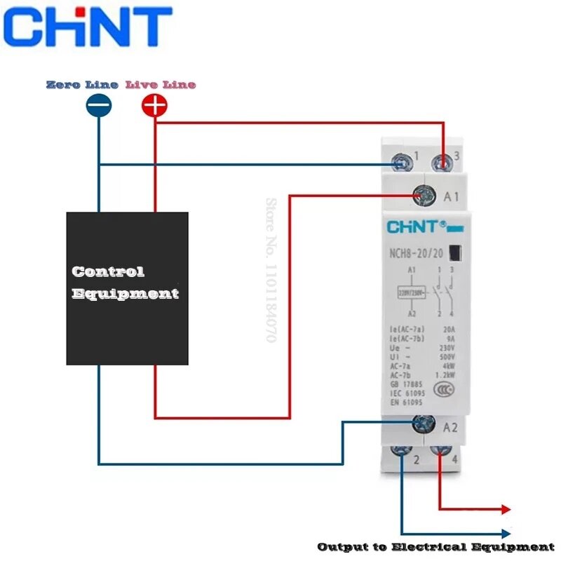 Контактор CHINT NCH8 2NO 20/25/63A, черный