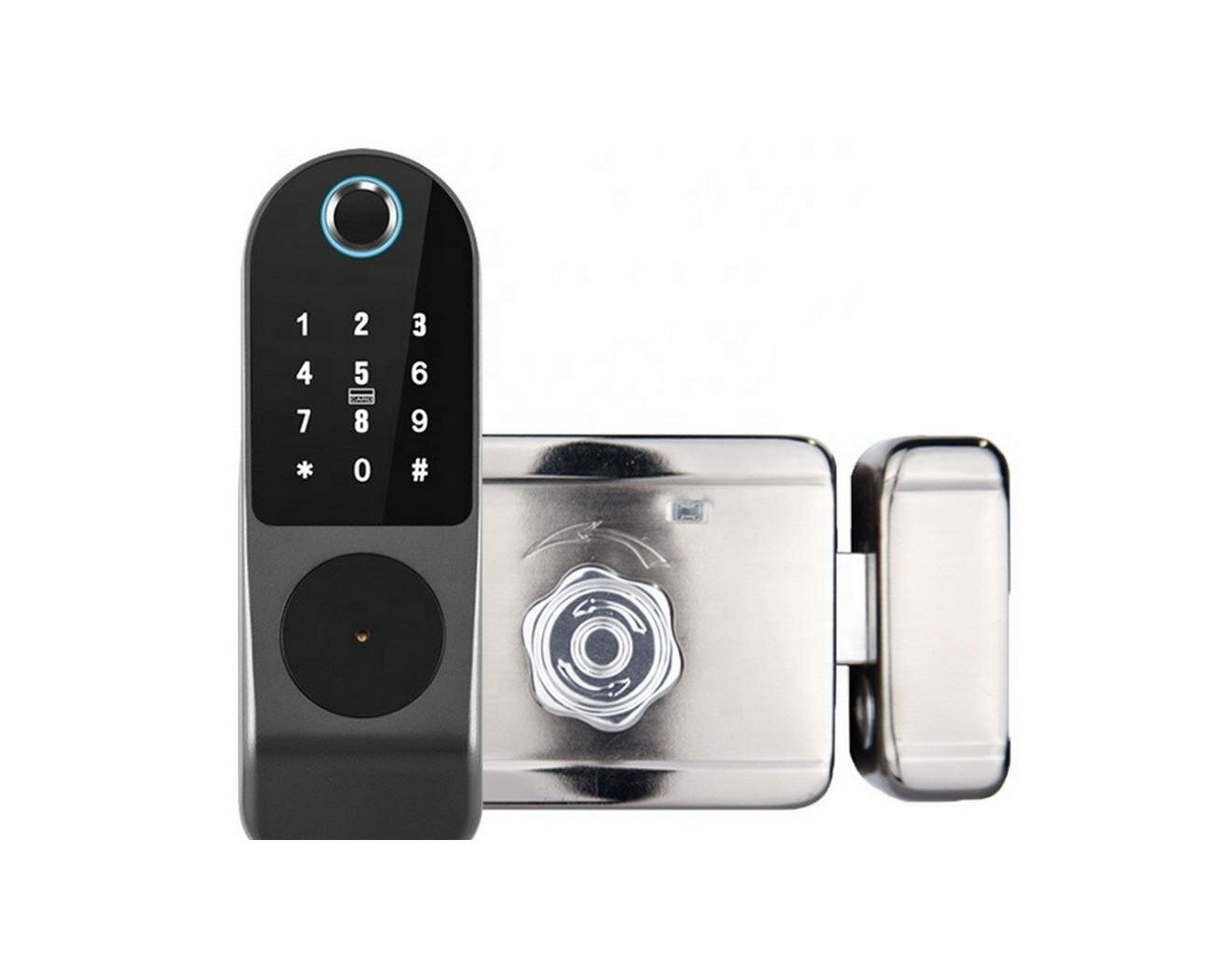 Биометрический умный Wi-Fi механический кодовый замок на калитку - HD ком Туйя-WiFi Mod: СЛ-8.1.2 (уличное использование IP 65)