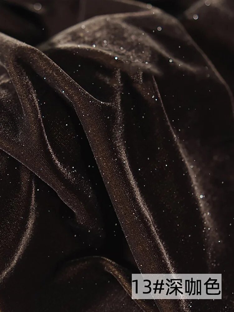 Бархатная звездная ткань FABILL 0.5 м Черный, M 13