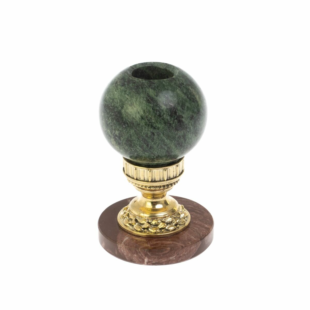 Подсвечник из бронзы "Шар" змеевик лемезит 128758