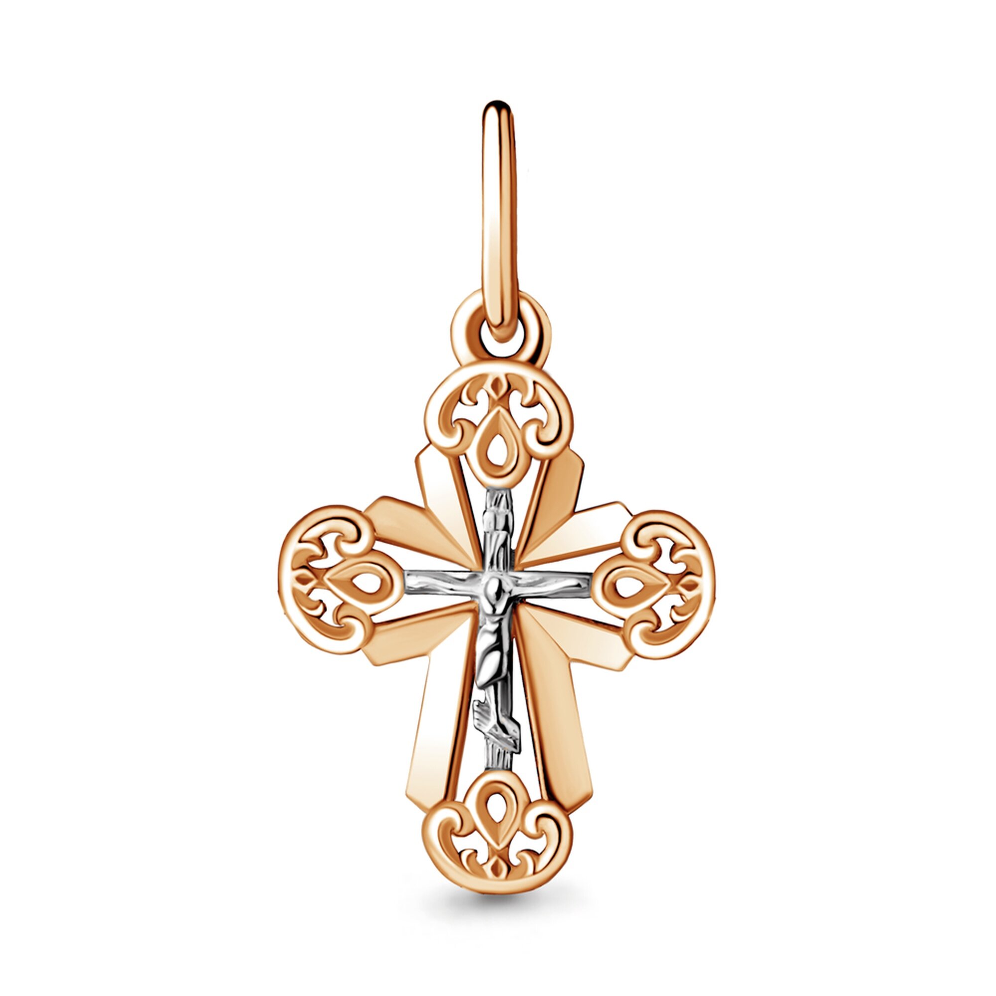 Крестик, красное золото, 585 проба