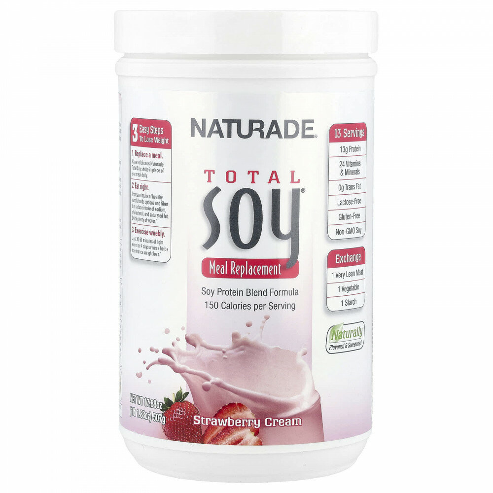 Naturade, Total Soy®, заменитель еды, клубничный крем, 507 г (1 фунт)