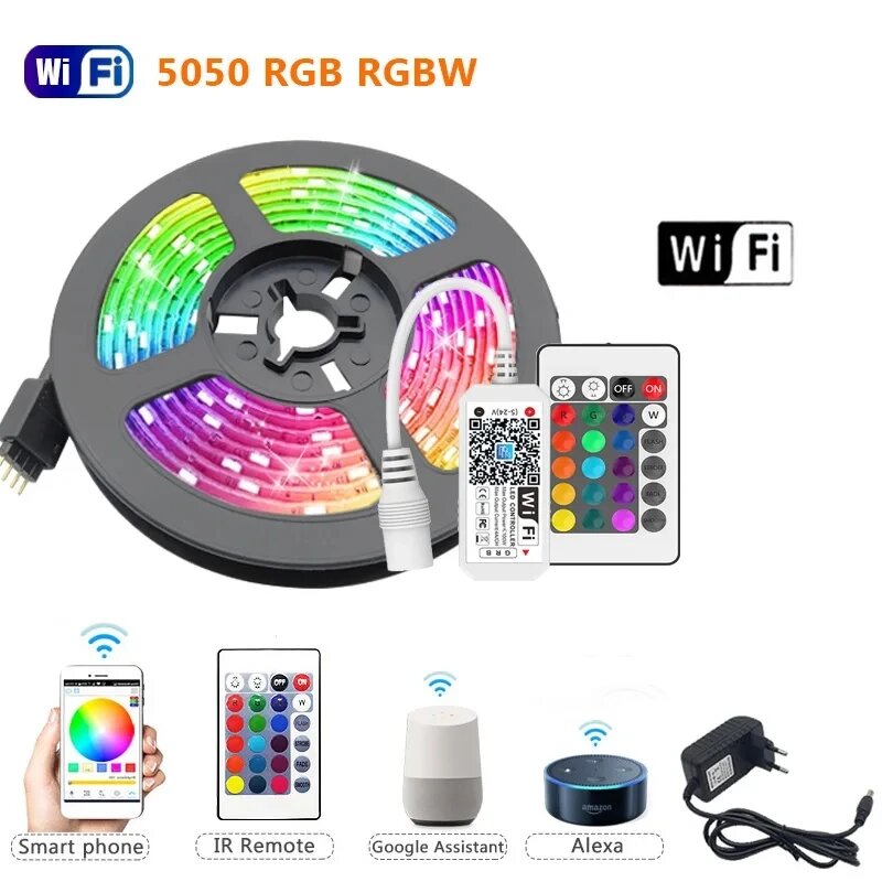 LeiiGeeGo RGB RGBW светодиодная лента 60 светодиодов/м With WiFi Controller, 5050 RGBWW 60LEDs 1M, 10M No waterproof