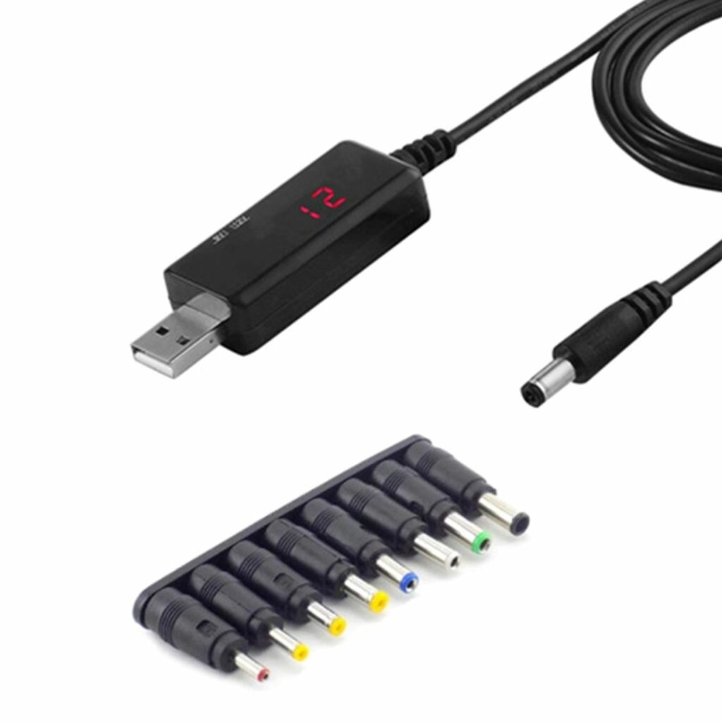 Повышающий кабель от 5 В до 12 В9 В, регулируемый USB-адаптер со шнуром питания с цифровым дисплеем